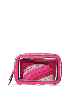 3-Piece Makeup Bag, Hot Pink